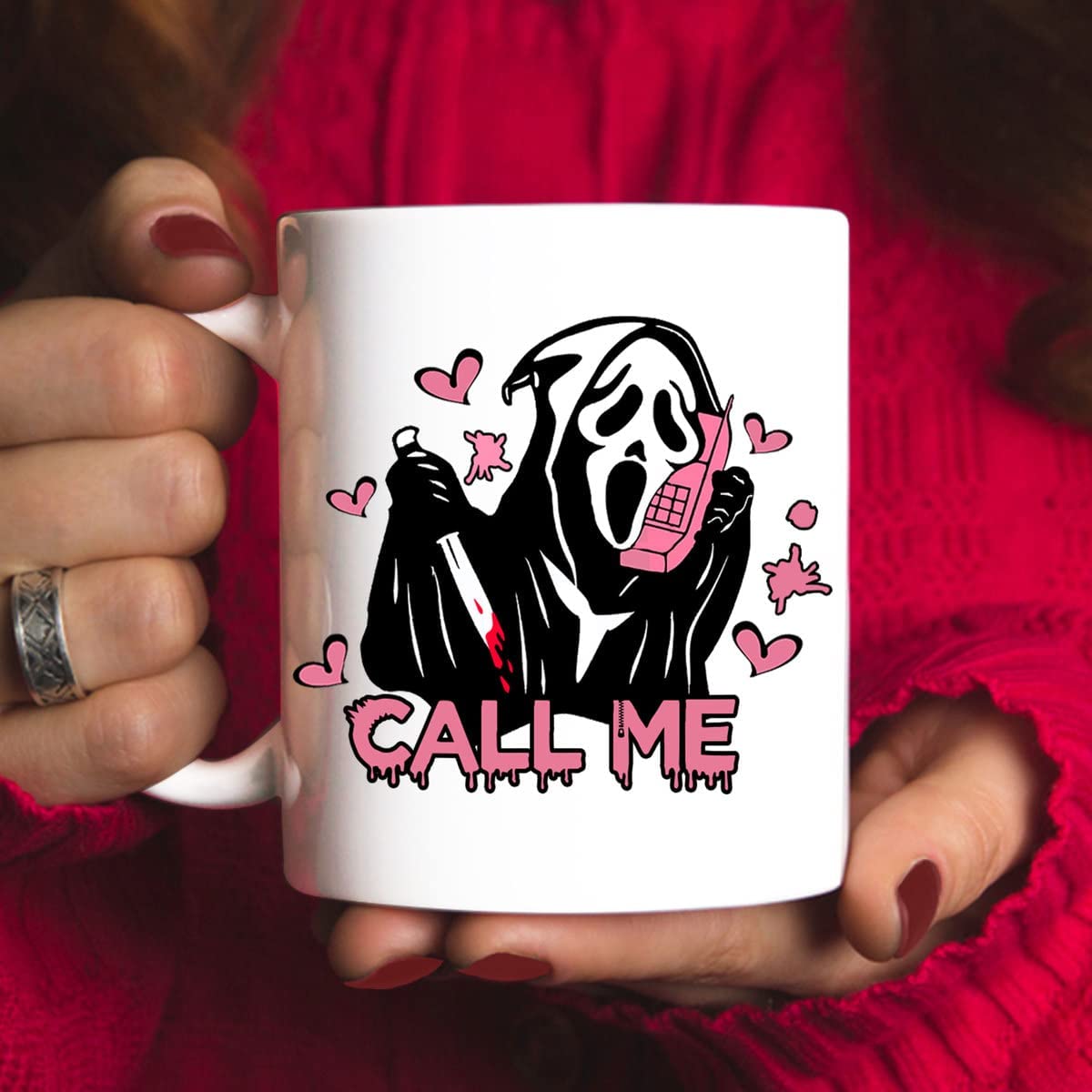 Call Me Scream Ghost Face Mug Funny Horror Movie Valentine's Day Mug ...