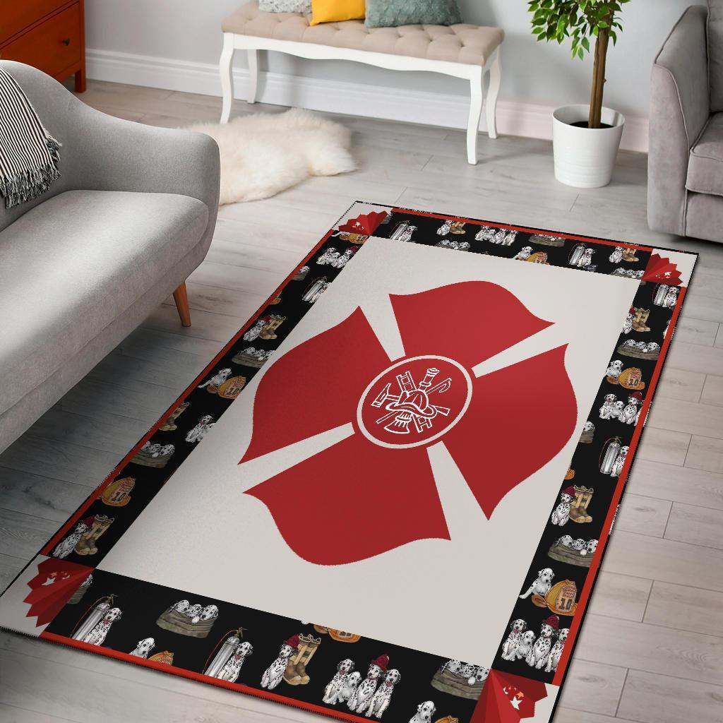Dalmatian Dog Firefighter Rugs, Firefighter Area Rug, Fireman Carpet ...