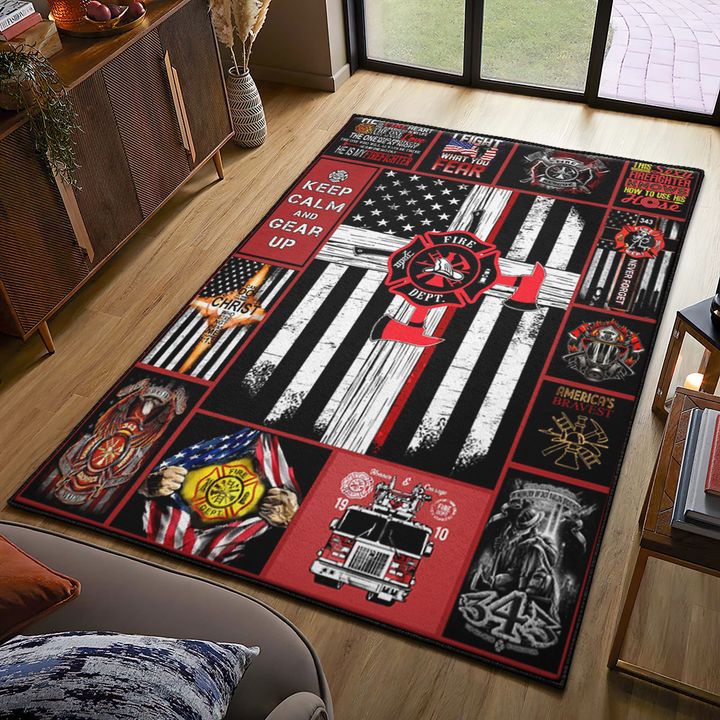 Faith Cross Flag Firefighter Rugs, Firefighter Area Rug, Fireman Carpet ...