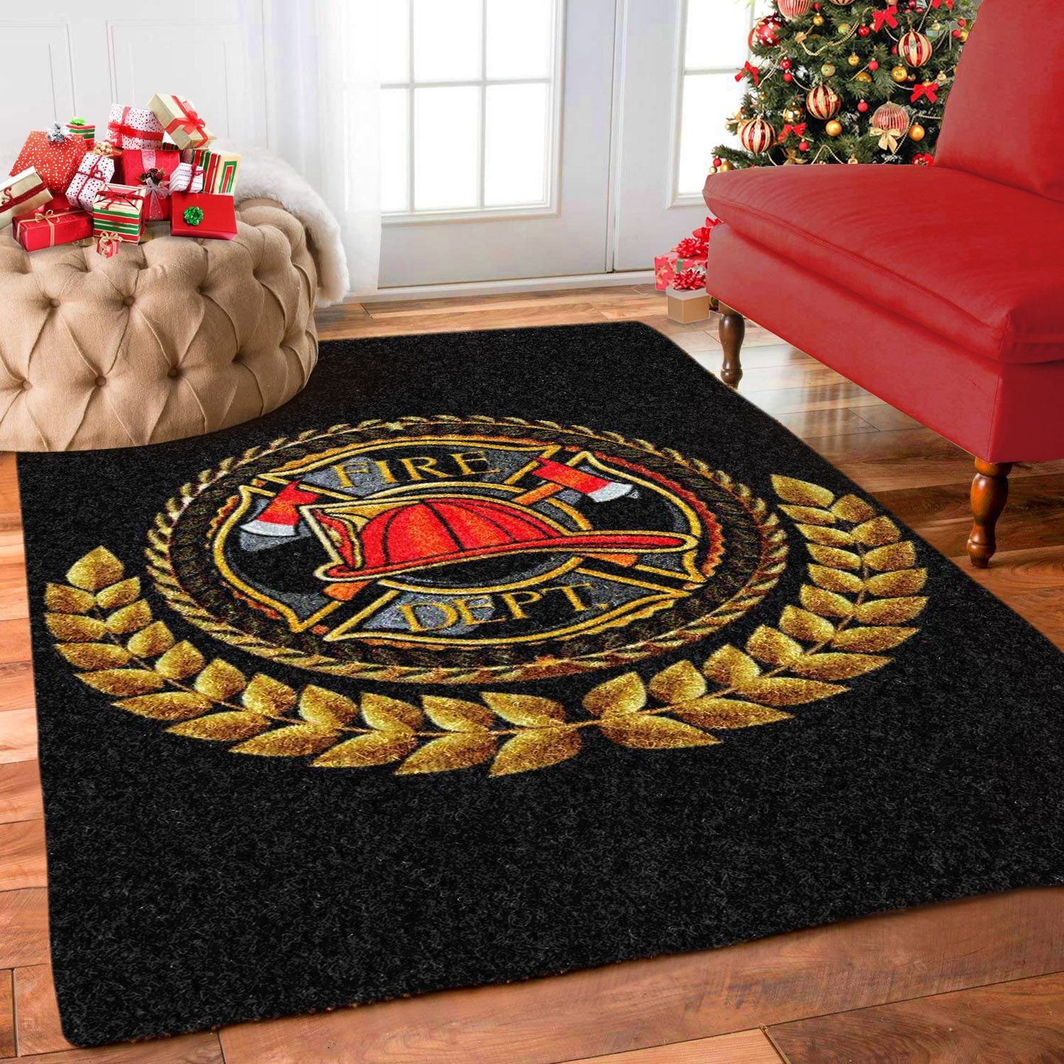 Fire Department Logo Exe Fireman Hat Rugs, Firefighter Area Rug ...