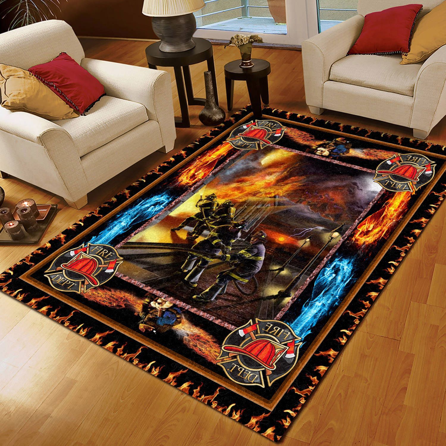 Firefighter A Day in The Life Rugs, Firefighter Area Rug, Fireman ...