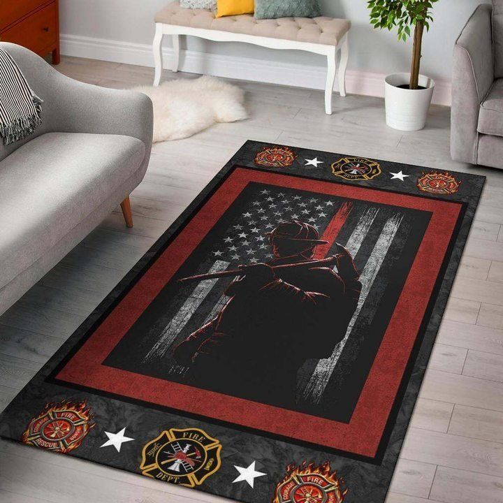 Firefighter Fire Department Logo Rugs, Firefighter Area Rug, Fireman ...