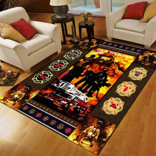 Firefighter Our Heroes Rugs, Firefighter Area Rug, Fireman Carpet Gifts ...