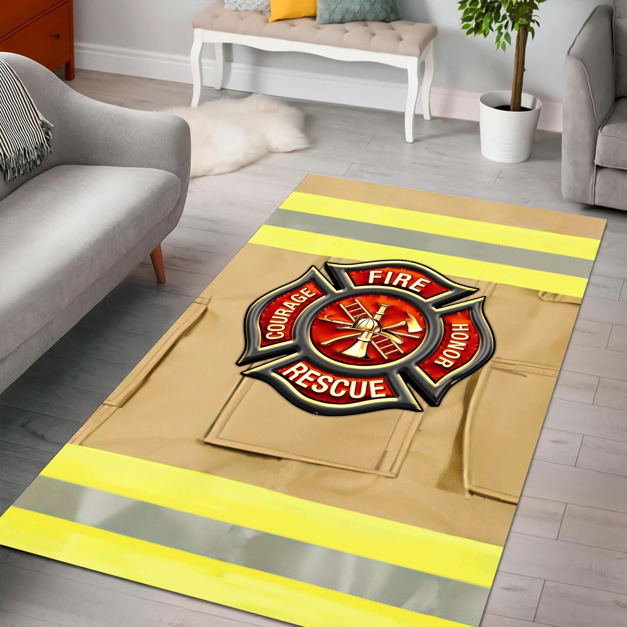Fireman Shirt Fire Department Logo Rugs, Firefighter Area Rug, Fireman ...