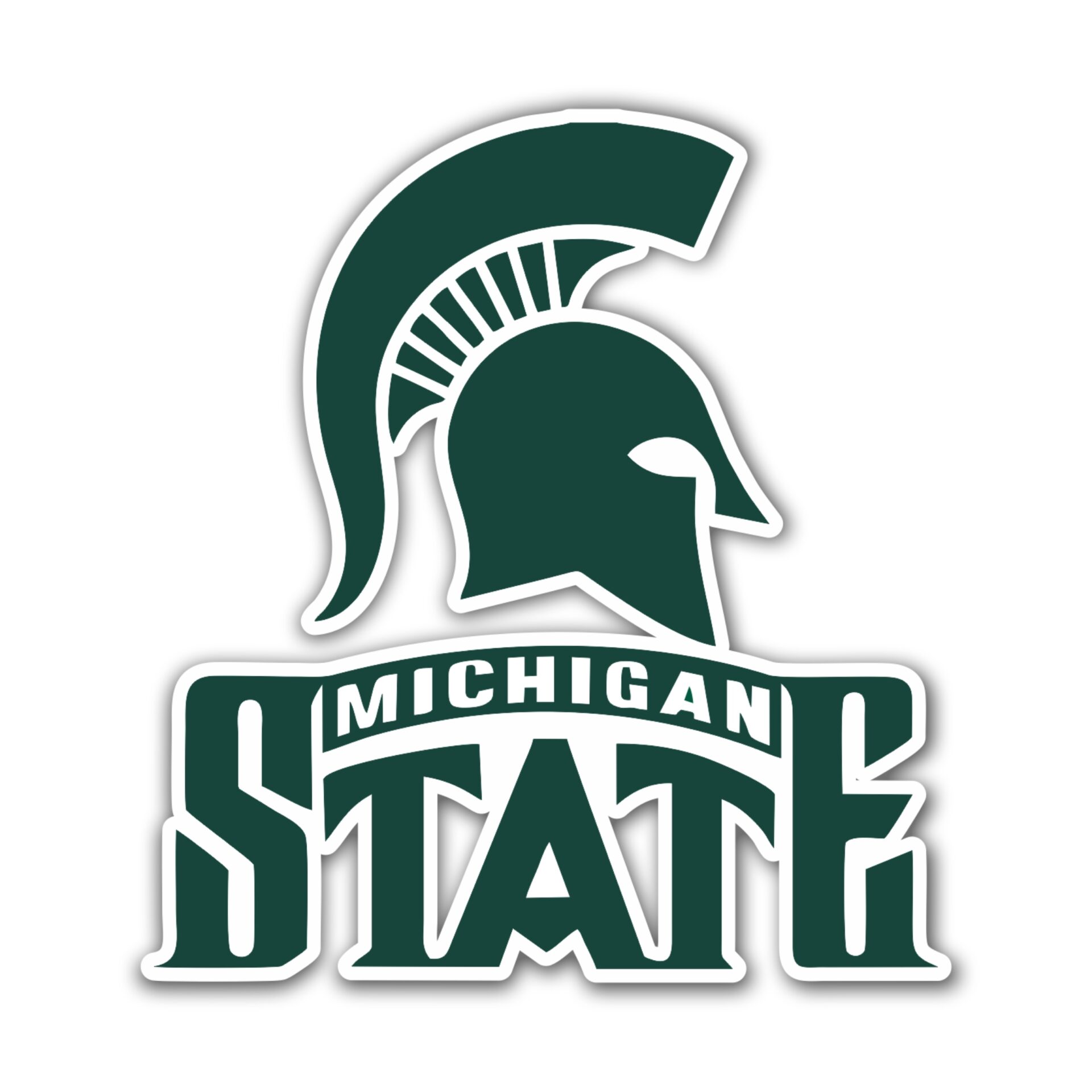 Michigan State Spartans- Helmet with Logo Name- Full Color Vinyl Decal ...