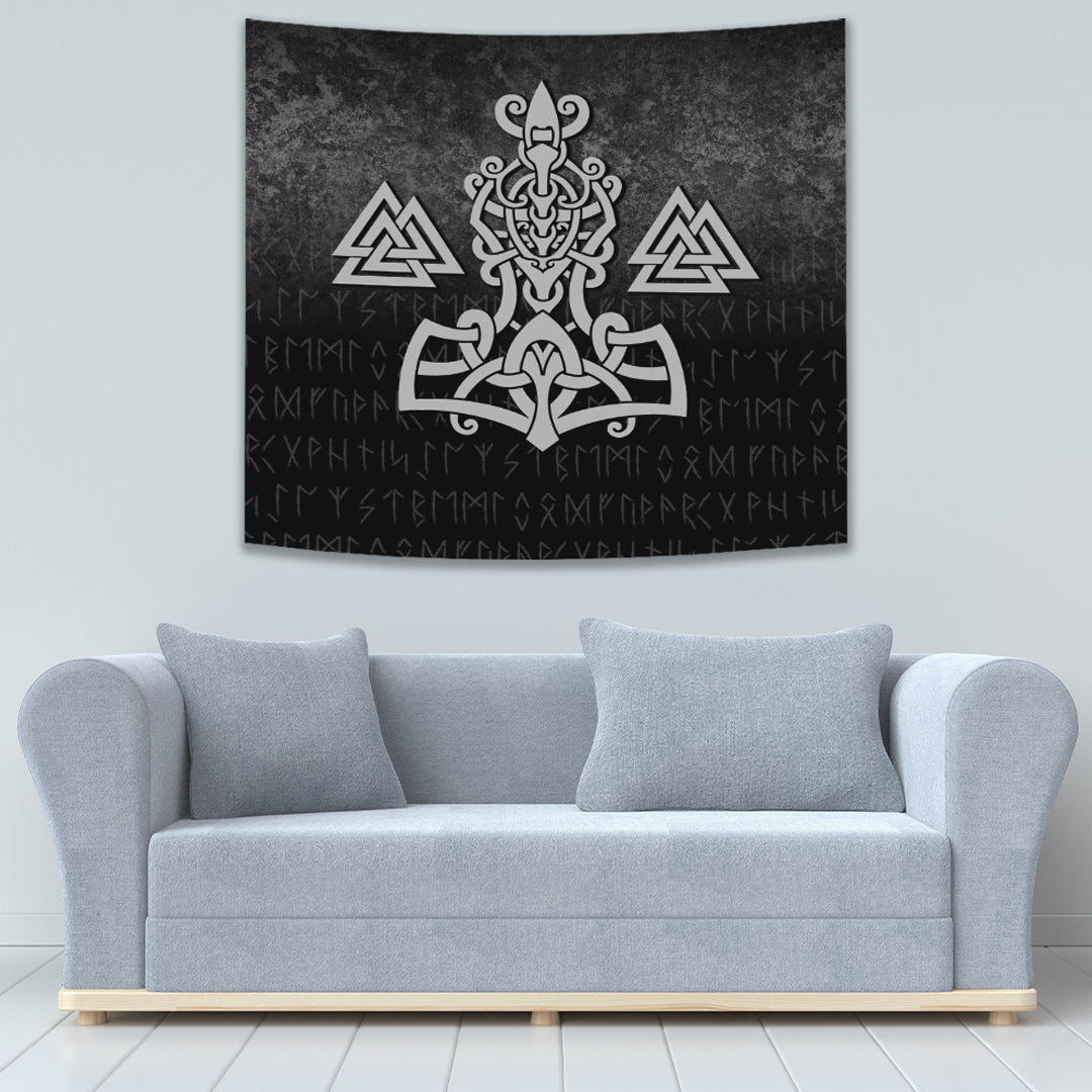 Mjolnir and Valknut Tapestry for Wall Décor - Bluefink