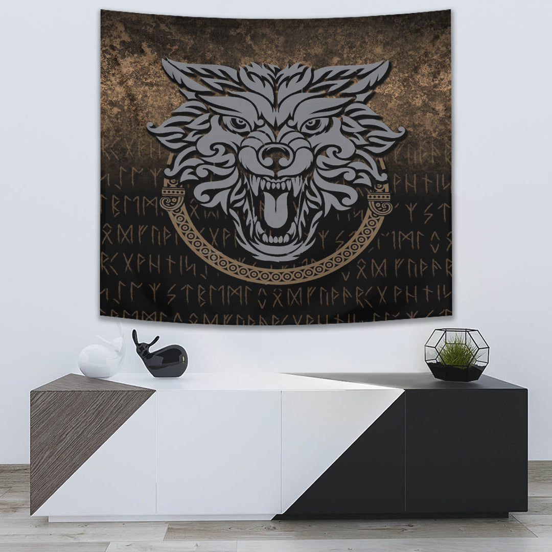 Norse Pagan Viking Wolf Tapestry for Wall Décor - Bluefink