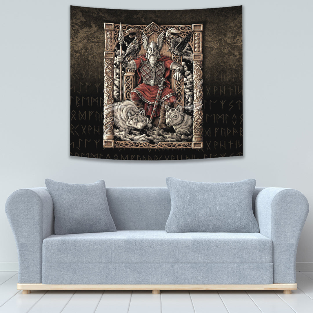 Odin on Throne Tapestry for Wall Décor - Bluefink
