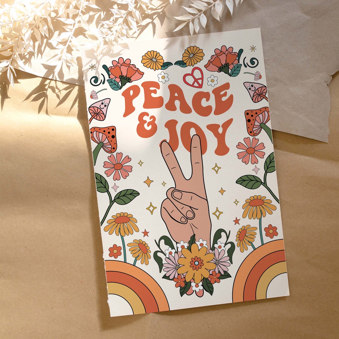 Peace And Joy Motivational Quotes Aesthetic 70s Poster Print Wall Art ...