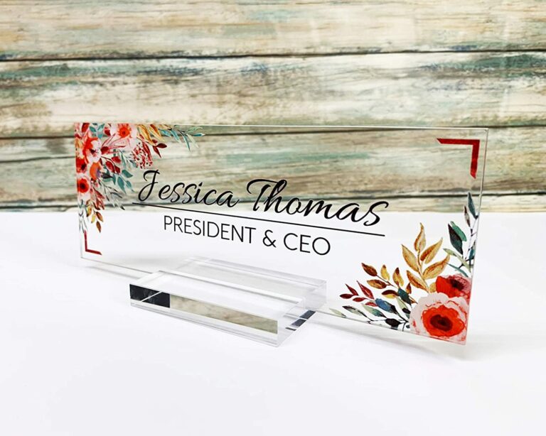 Personalized Acrylic Desk Name Plate For Office Sign Modern Office ...