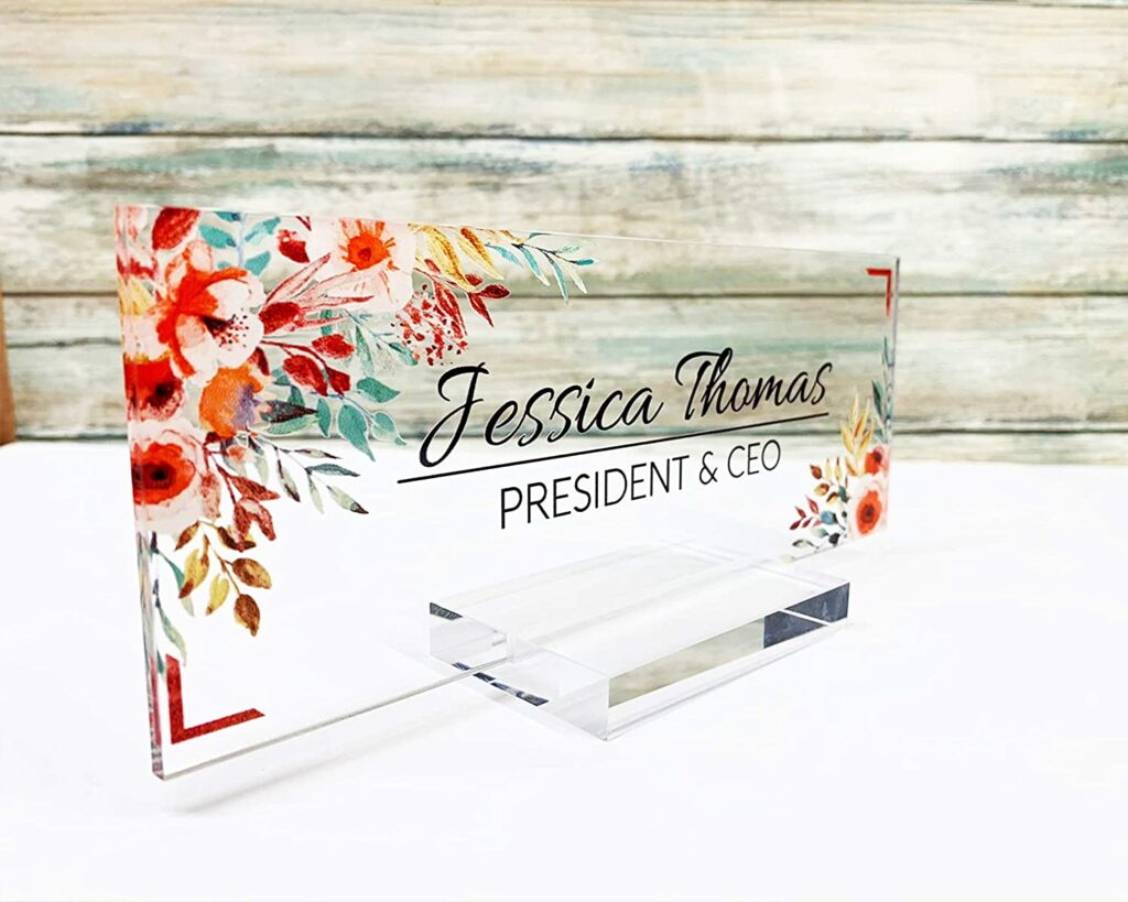 Personalized Acrylic Desk Name Plate For Office Sign Modern Office ...