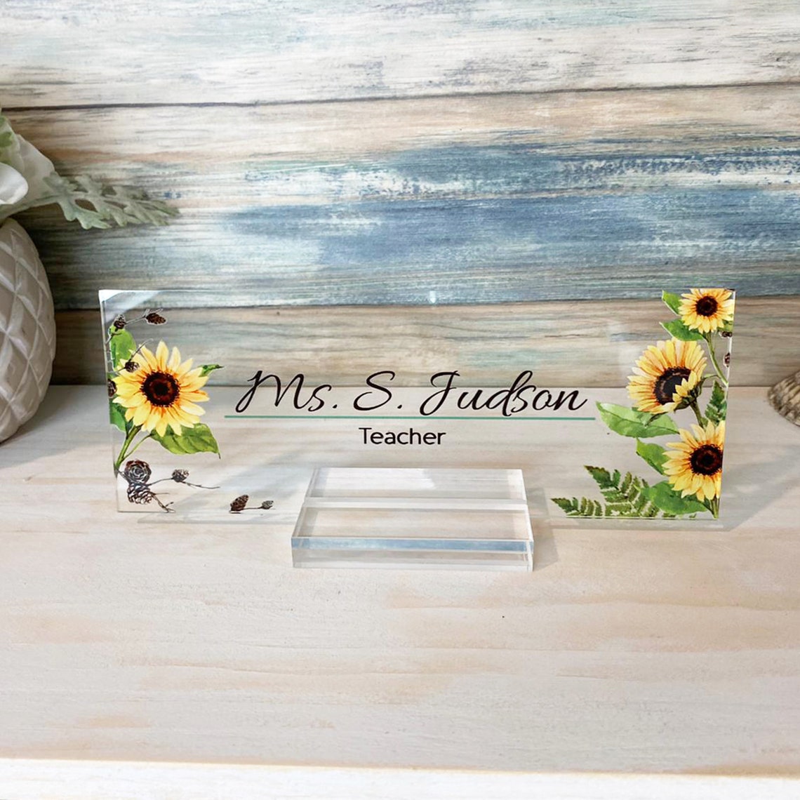 Personalized Sunflower Name Plate For Desk Modern Office Sign Business ...