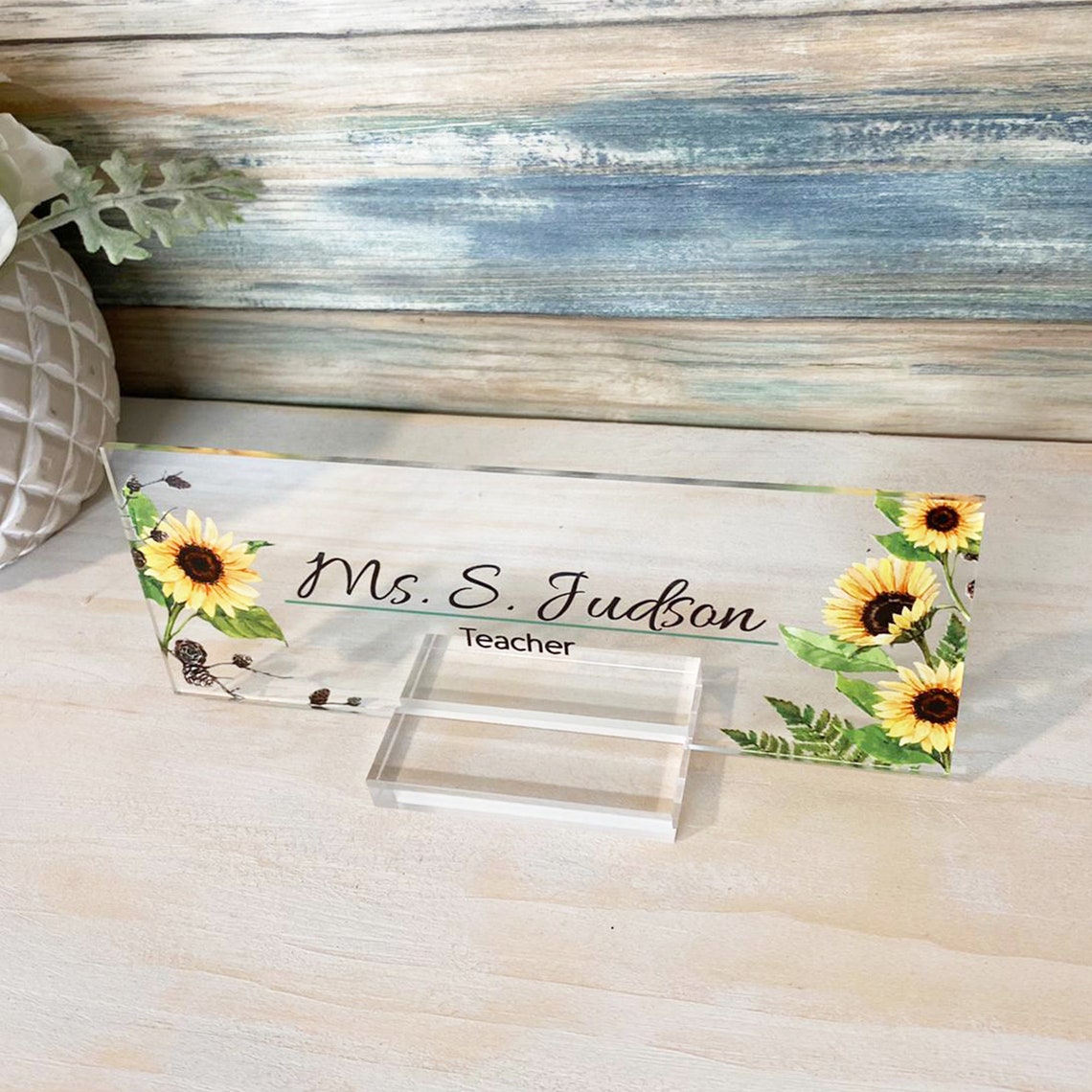 Personalized Sunflower Name Plate For Desk Modern Office Sign Business ...