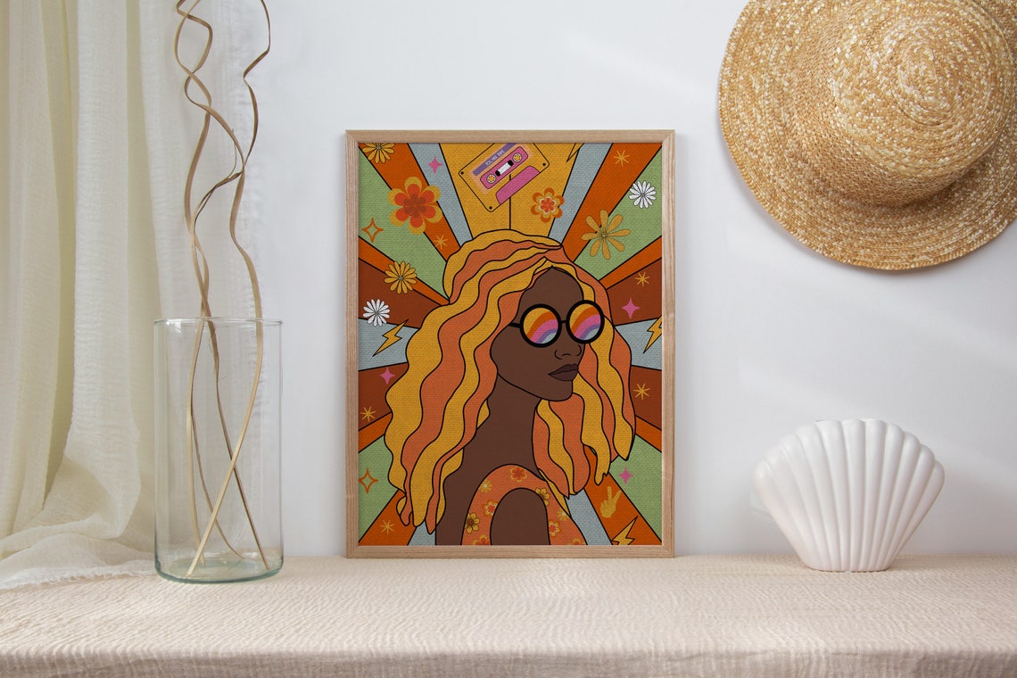 Psychedelic Vintage 70s Poster Colorfull Wall Art Canvas Prints - Bluefink