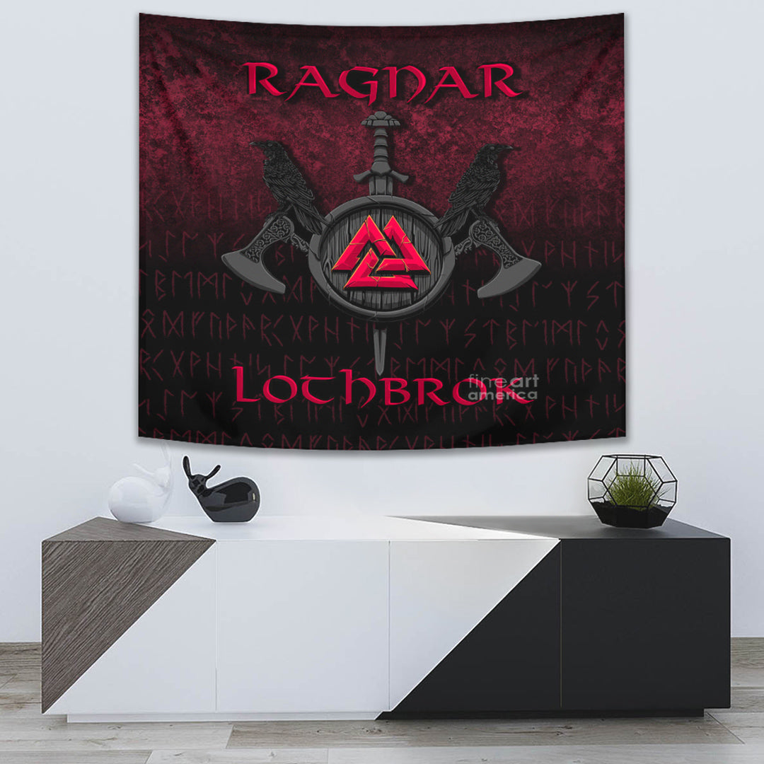 Ragnar Lothbrok Ragnar Lodbrok Viking Warrior Red Version Tapestry for ...