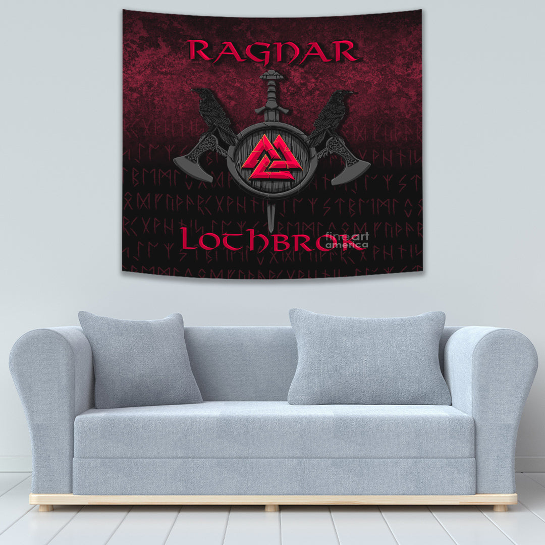 Ragnar Lothbrok Ragnar Lodbrok Viking Warrior Red Version Tapestry for ...