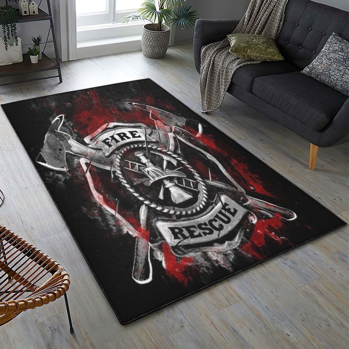 Rescue Fire Axe Fire Department Logo Rugs, Firefighter Area Rug ...