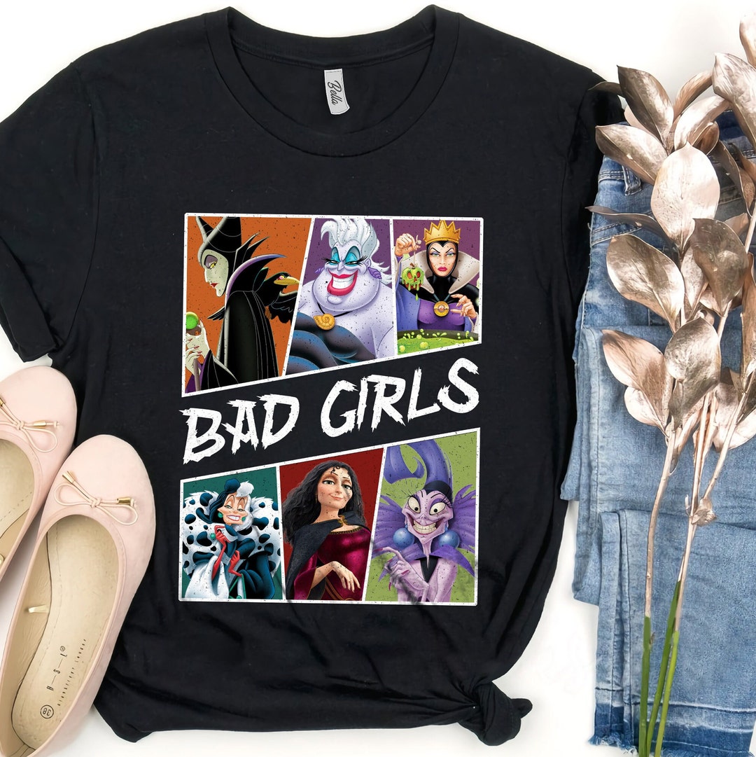 Retro 90s Bad Girls Villains T-shirt, Maleficent, Ursula, Evil Queen, Cruella, Gothel, Yzma ...