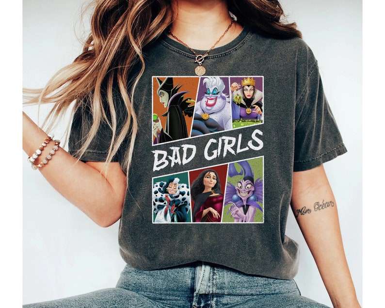 Retro 90s Bad Girls Villains T-shirt, Maleficent, Ursula, Evil Queen, Cruella, Gothel, Yzma ...