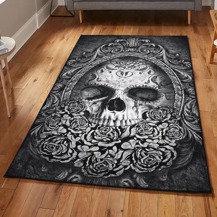 Skull Art Deco Rug, Skull Rug, Skull Area Rug, Skull Rug for Living ...