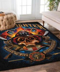 Fireman Hat Fire Hose Pipe Rugs, Firefighter Area Rug, Fireman Carpet ...