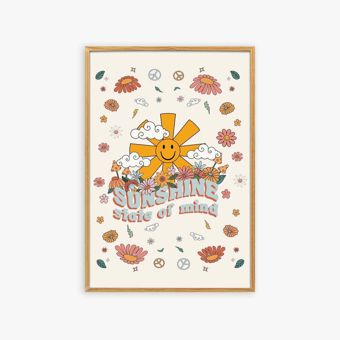 Sunshine State Of Mind Retro Sunshine Aesthetic Motivational 70s Poster ...