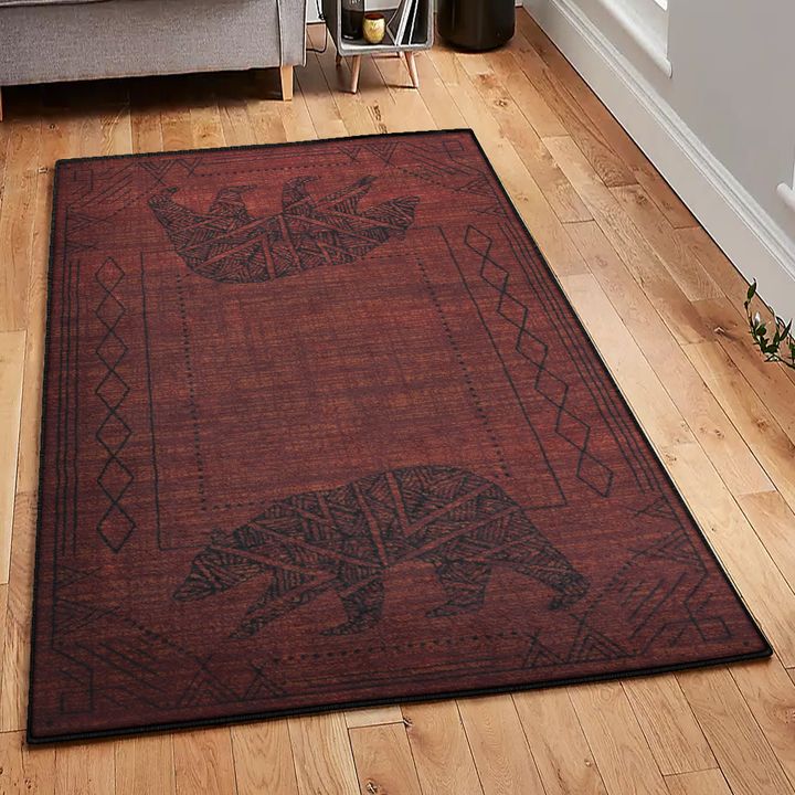 Tribal Bear Cool Rugs, Rustic Bear Rug, Rustic Rug, Rustic Lodge Area ...