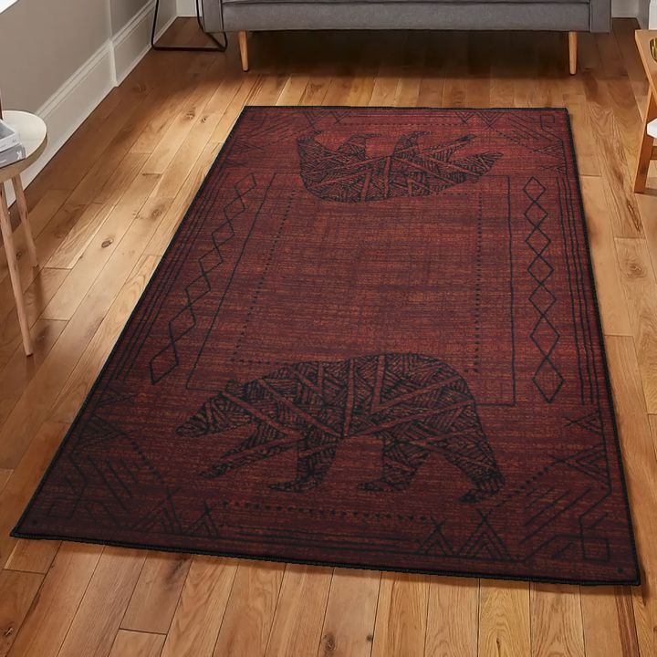 Tribal Bear Cool Rugs, Rustic Bear Rug, Rustic Rug, Rustic Lodge Area ...