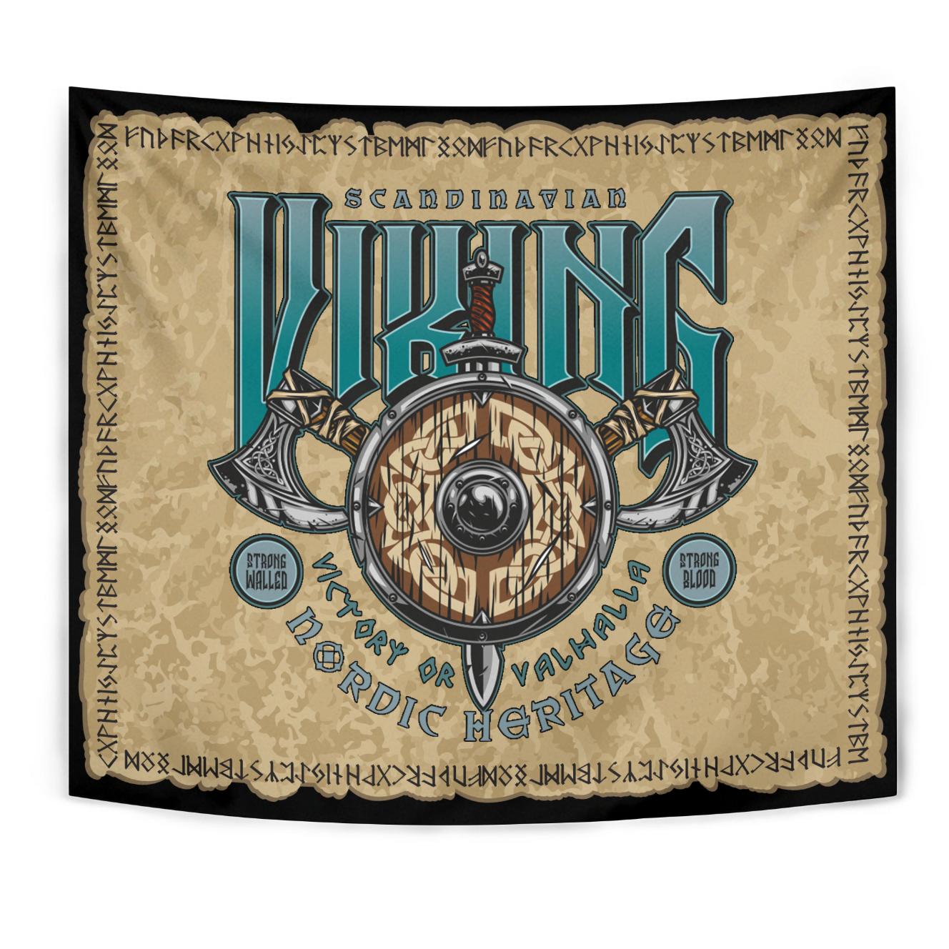 Valhalla Awaits Warrior Viking Tapestry Wall Décor - Bluefink