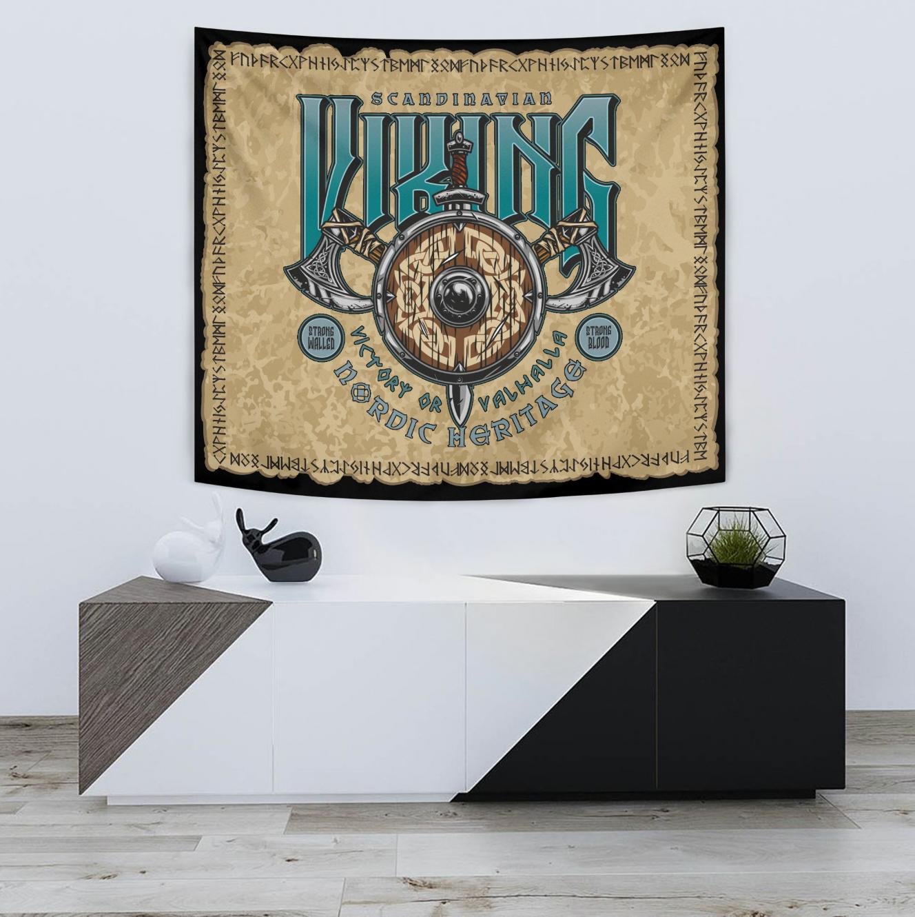 Valhalla Awaits Warrior Viking Tapestry Wall Décor - Bluefink