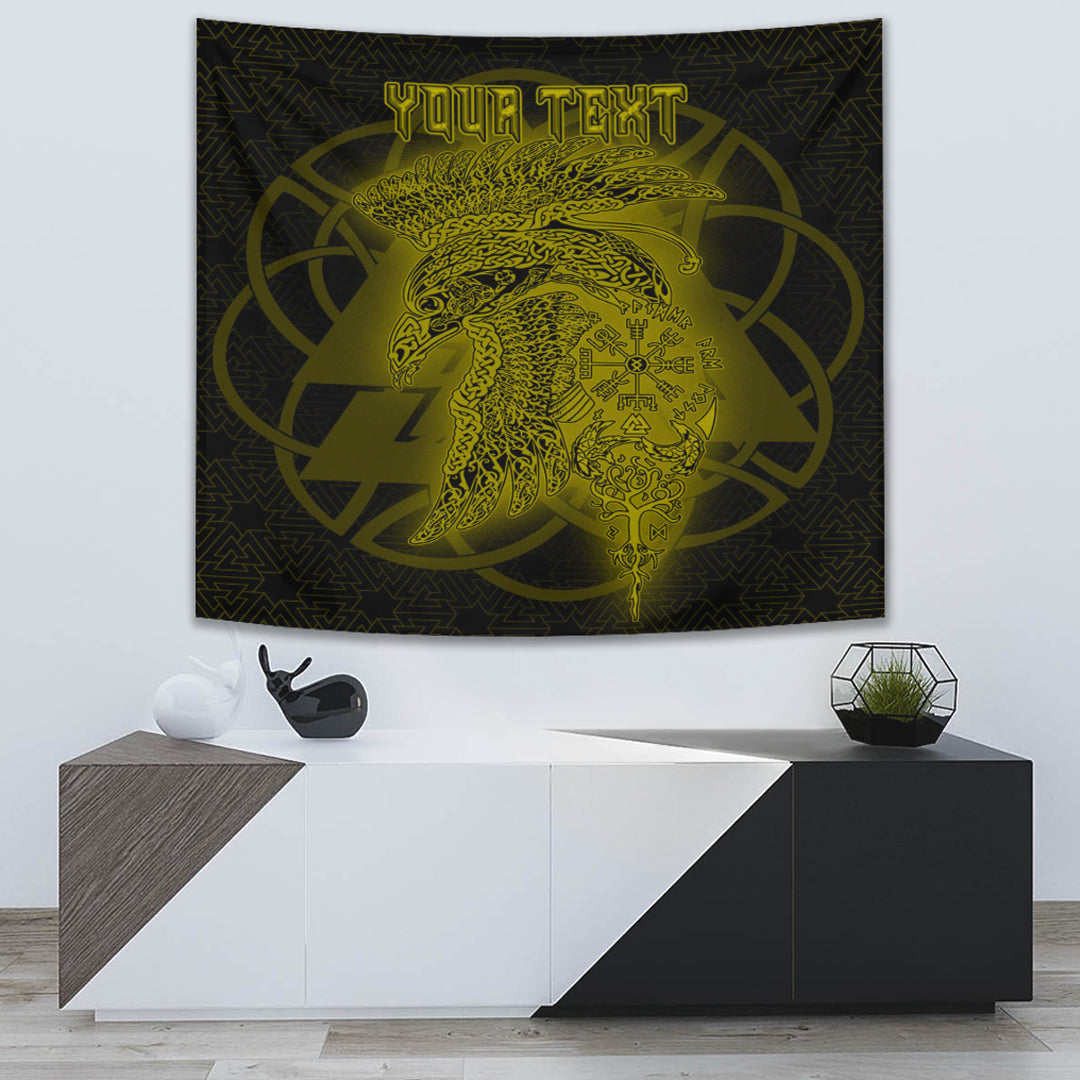 Valknut Raven Gold Viking Homeset Tapestry for Wall Décor - Bluefink