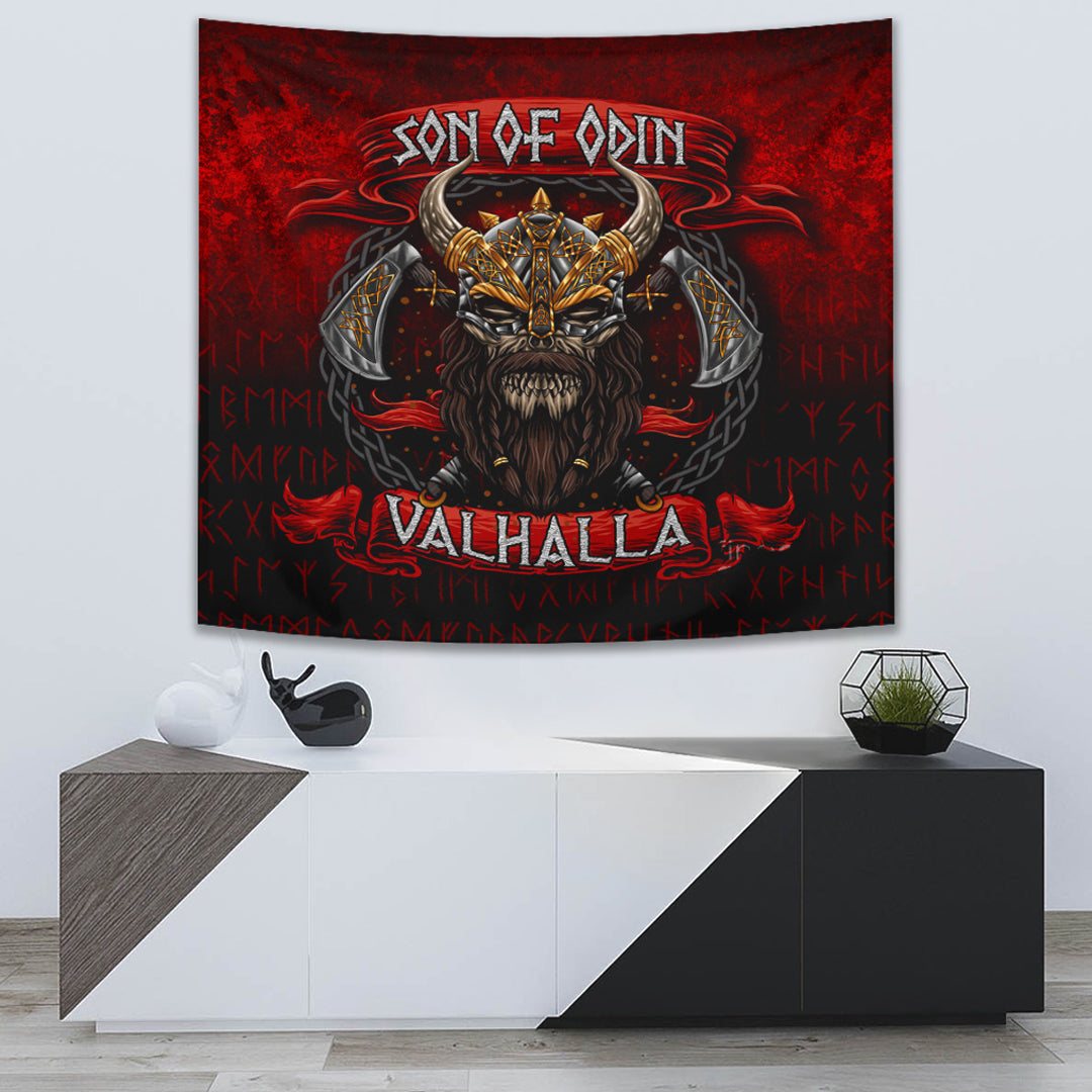 Victory or Valhalla Shield Maiden Viking Tapestry for Wall Décor - Bluefink