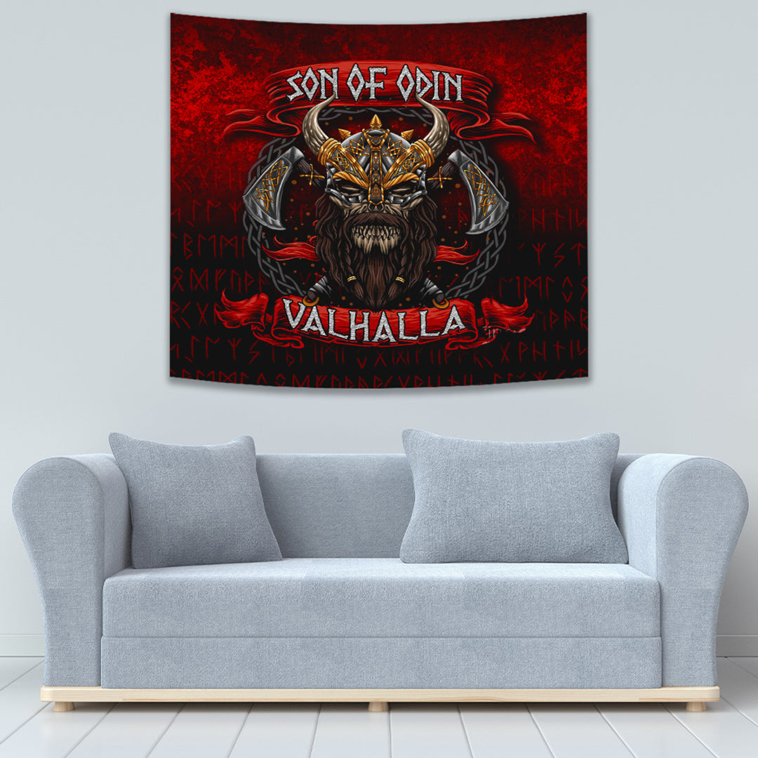 Victory or Valhalla Shield Maiden Viking Tapestry for Wall Décor - Bluefink