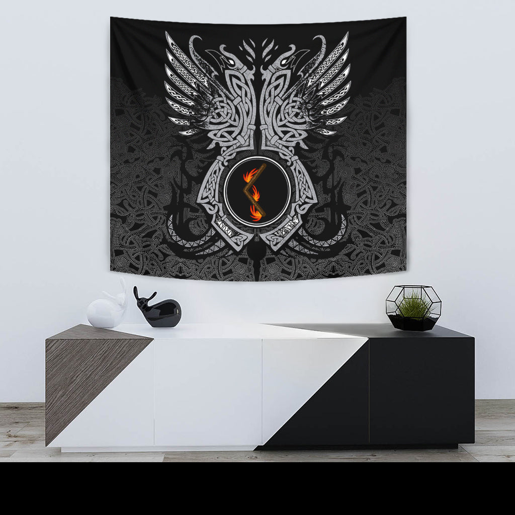 Viking 3D Warrior Robo Gold Pattern Tapestry for Wall Décor - Bluefink