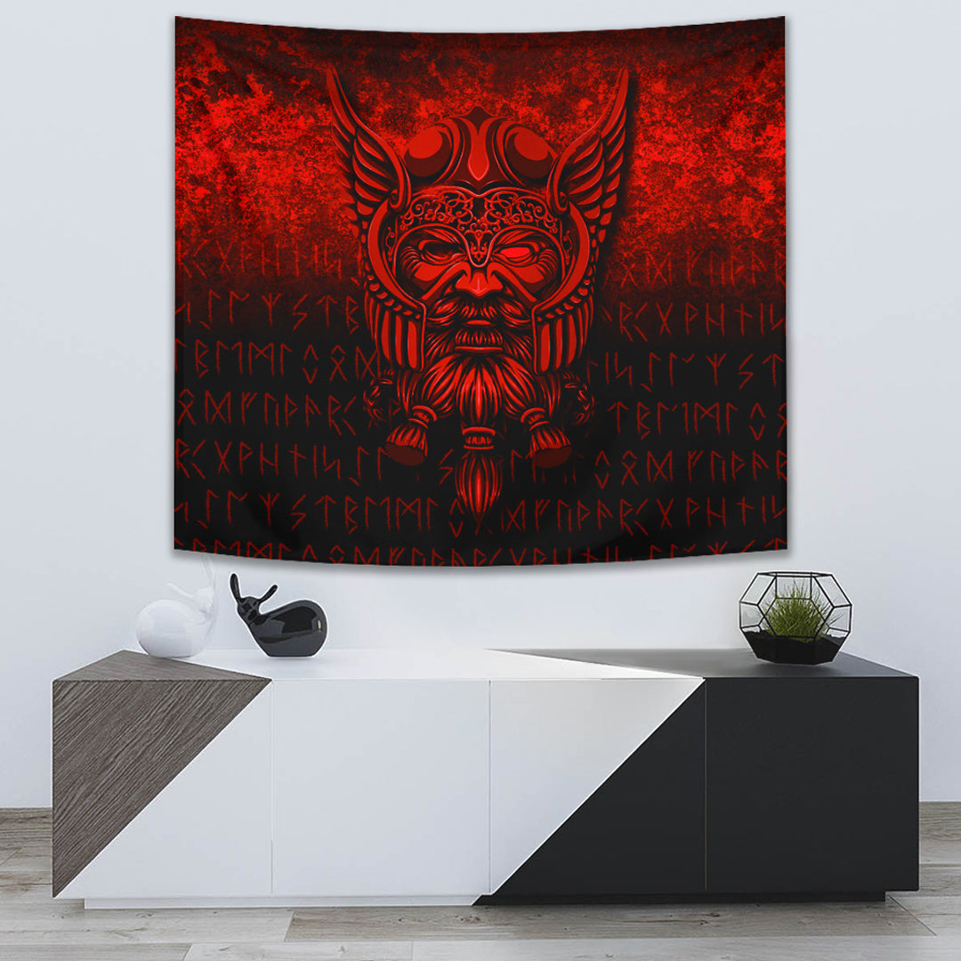 Viking Odin Allfather In Asgard Red Version Tapestry for Wall Décor ...