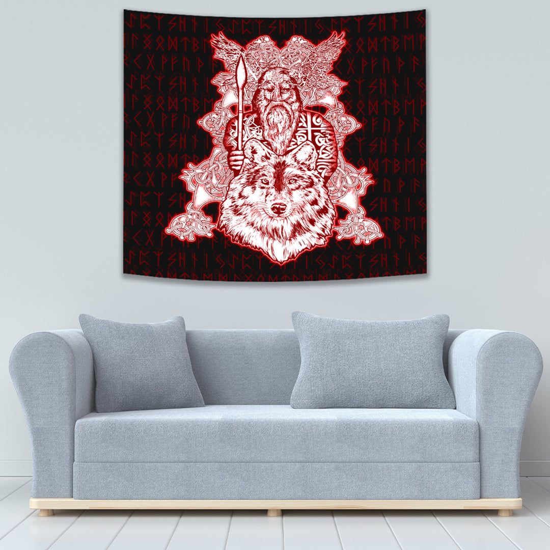 Viking Style Tapestry Raven And Drakkar for Wall Décor - Bluefink