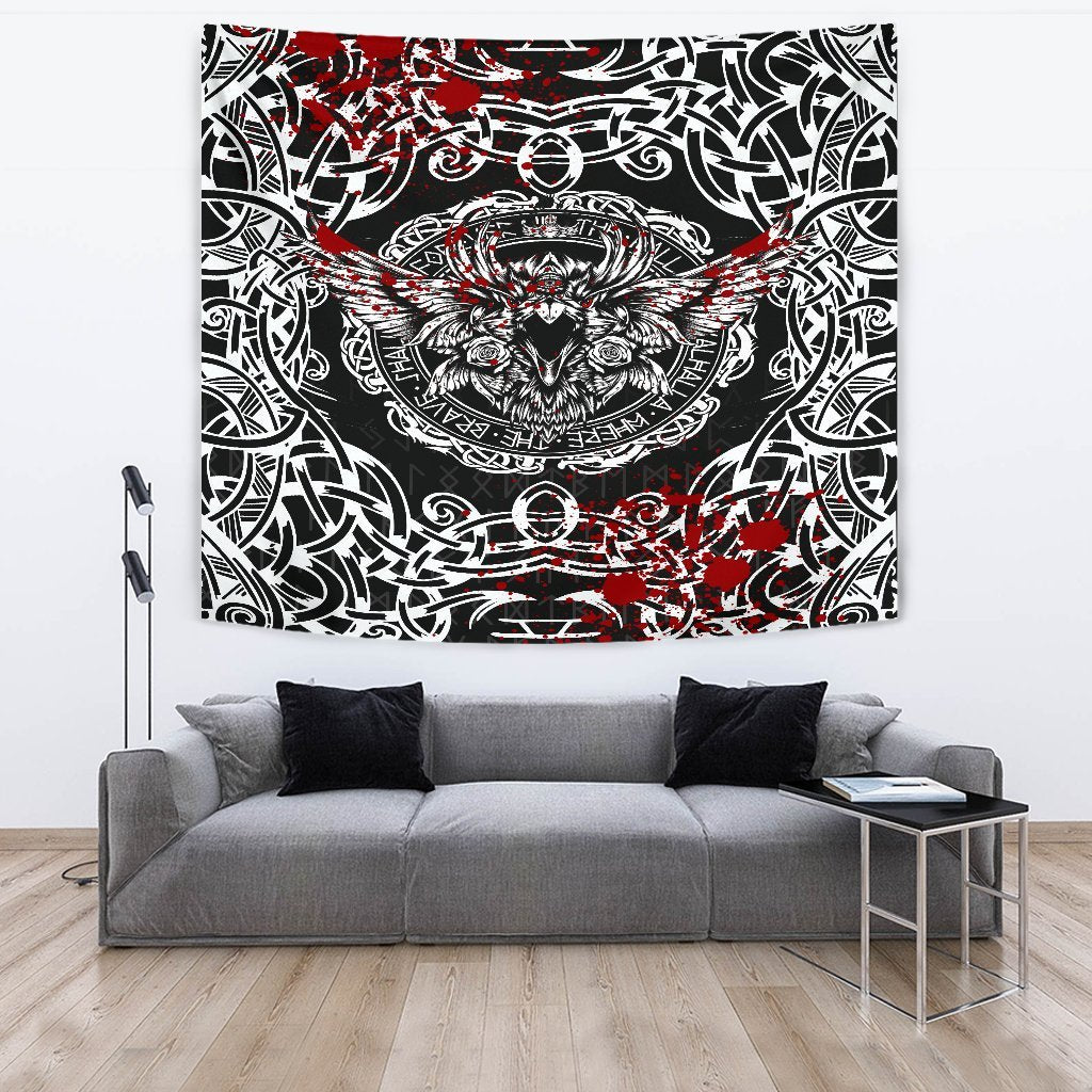 Viking Style Tapestry Raven Blood for Wall Décor - Bluefink