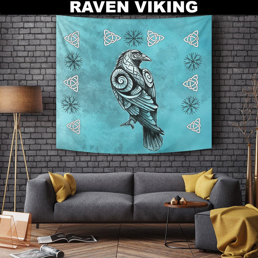 Viking Style Tapestry Raven Viking Style for Wall Décor - Bluefink