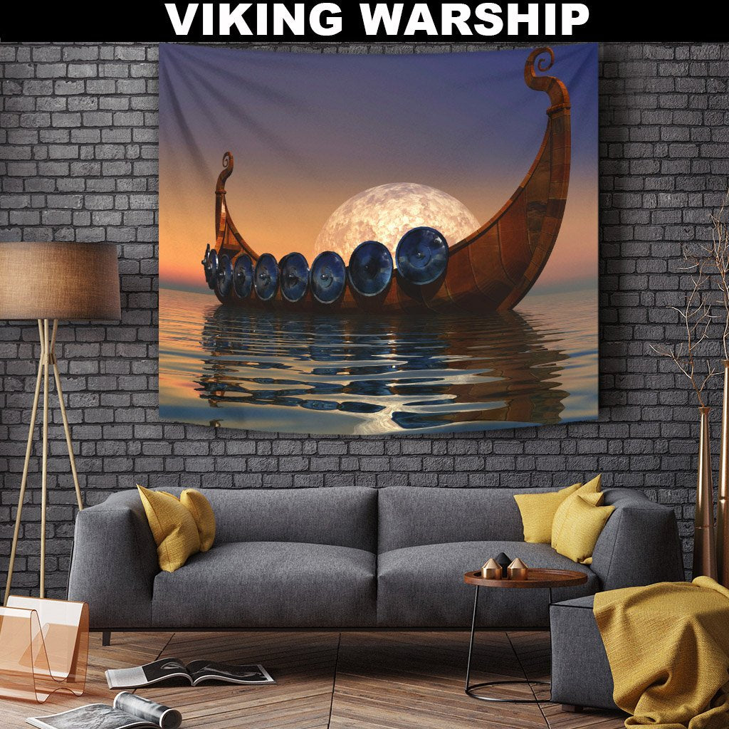 Viking Style Tapestry Viking Style Warship for Wall Décor - Bluefink