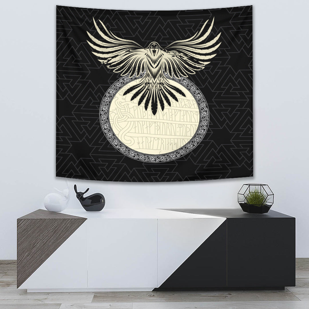 Viking Style Tapestry Yggdrasil and Ravens for Wall Décor - Bluefink