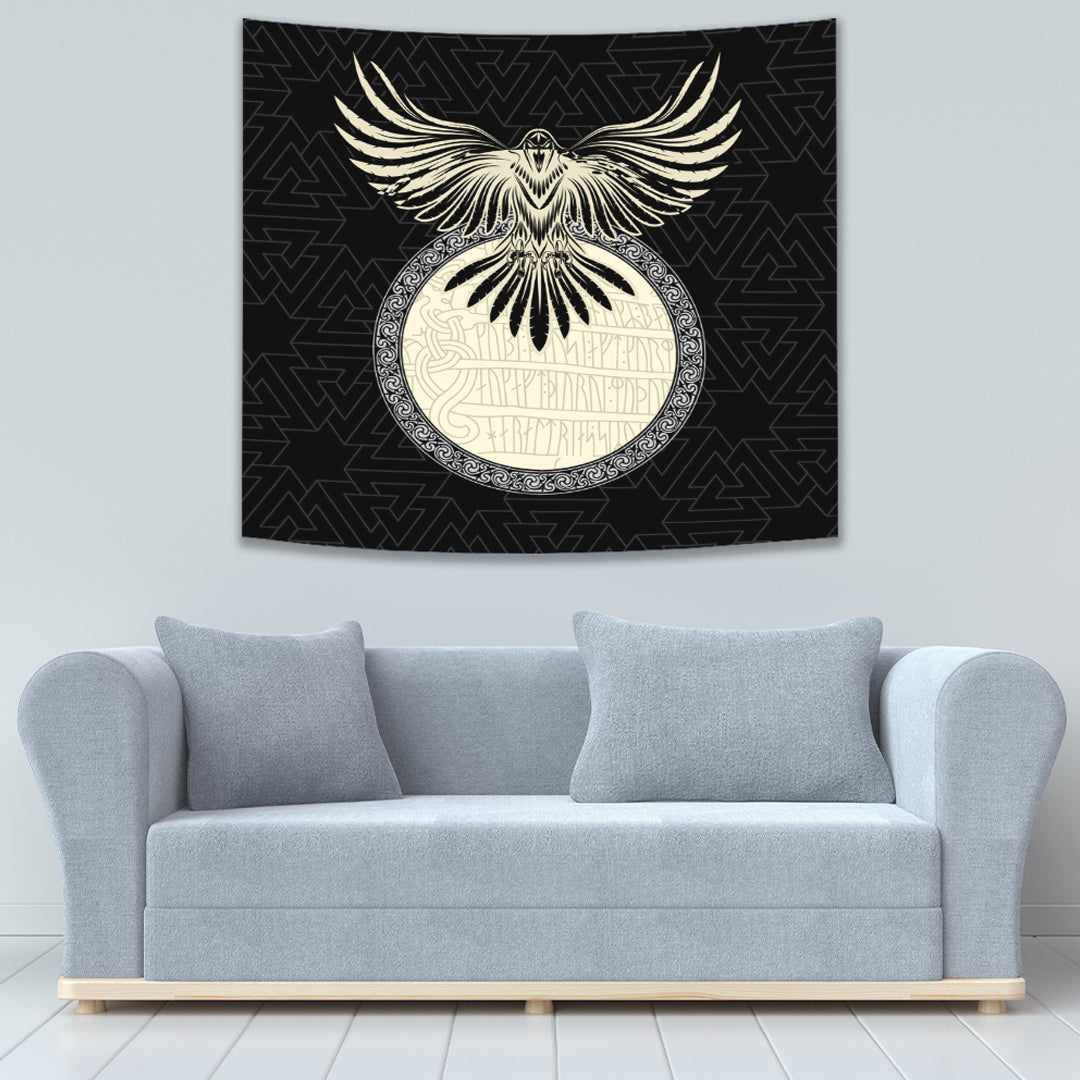 Viking Style Tapestry Yggdrasil and Ravens for Wall Décor - Bluefink