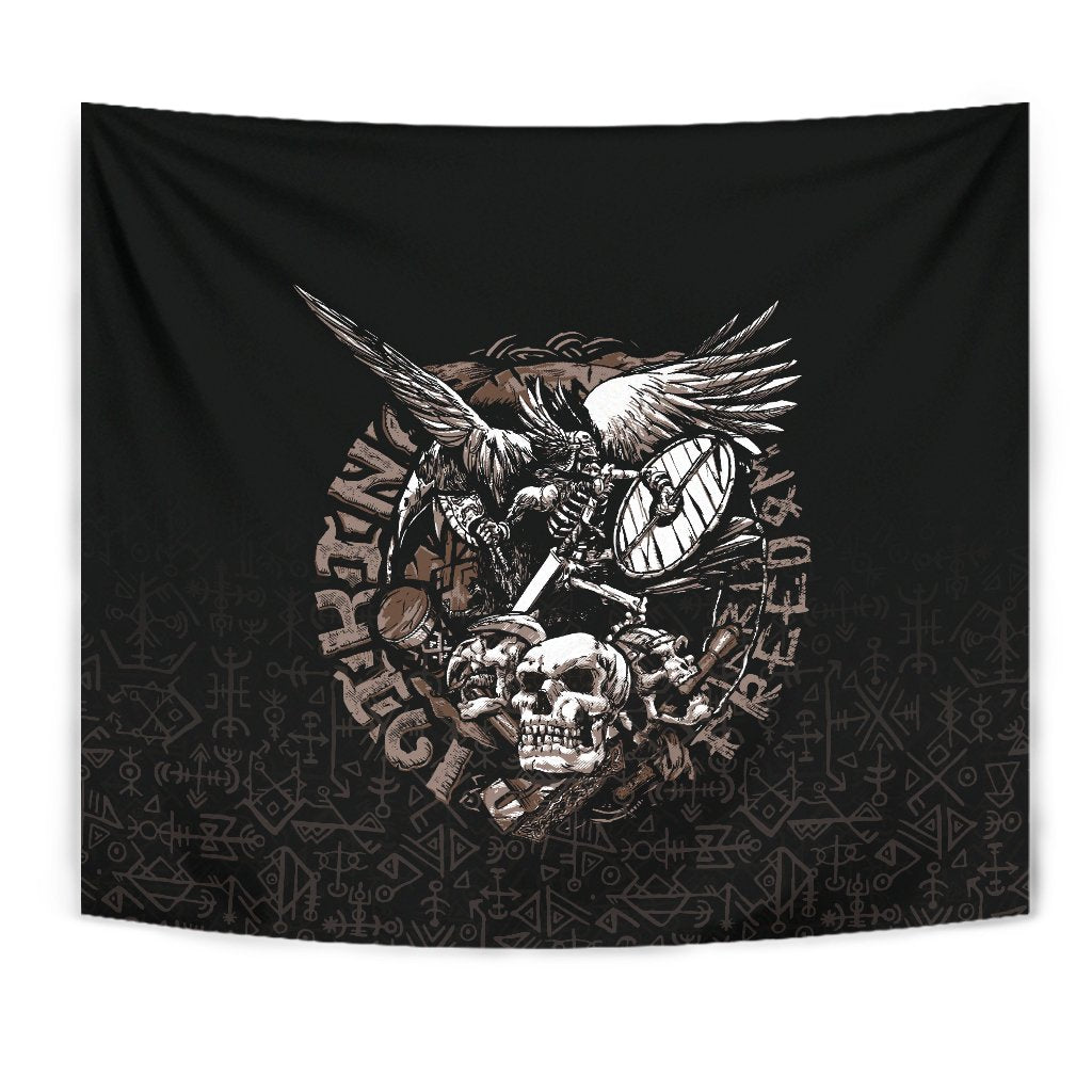 Viking Style Warrior Tattoo Odin Tapestry for Wall Décor - Bluefink