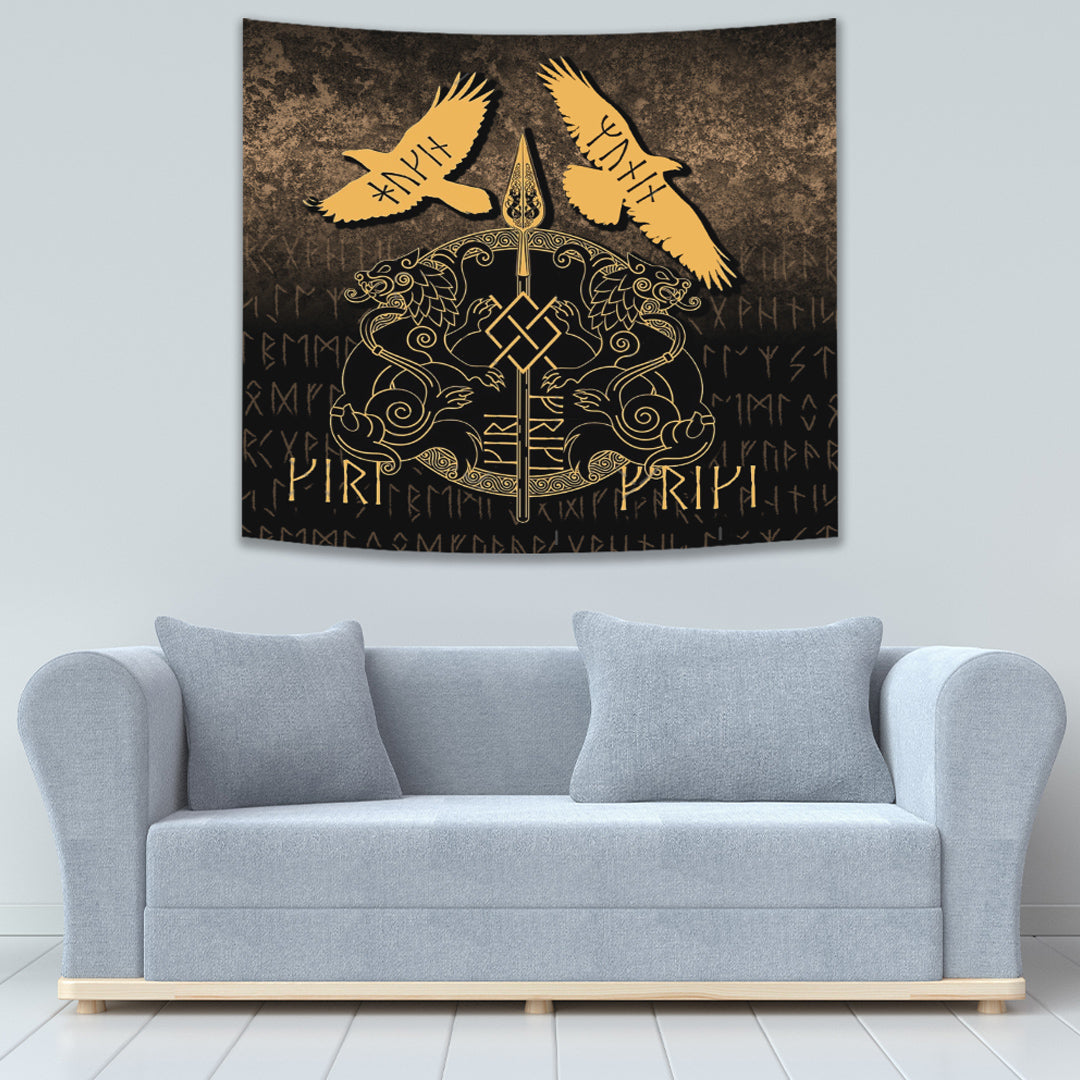Viking Tapestry Odin God Tattoo for Wall Décor - Bluefink