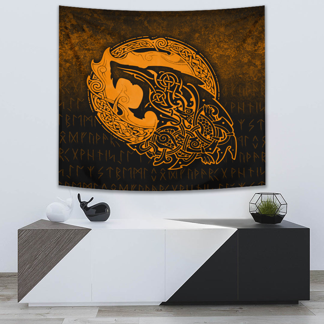 Viking Tapestry Raven and Wolf Special Tattoo for Wall Décor - Bluefink