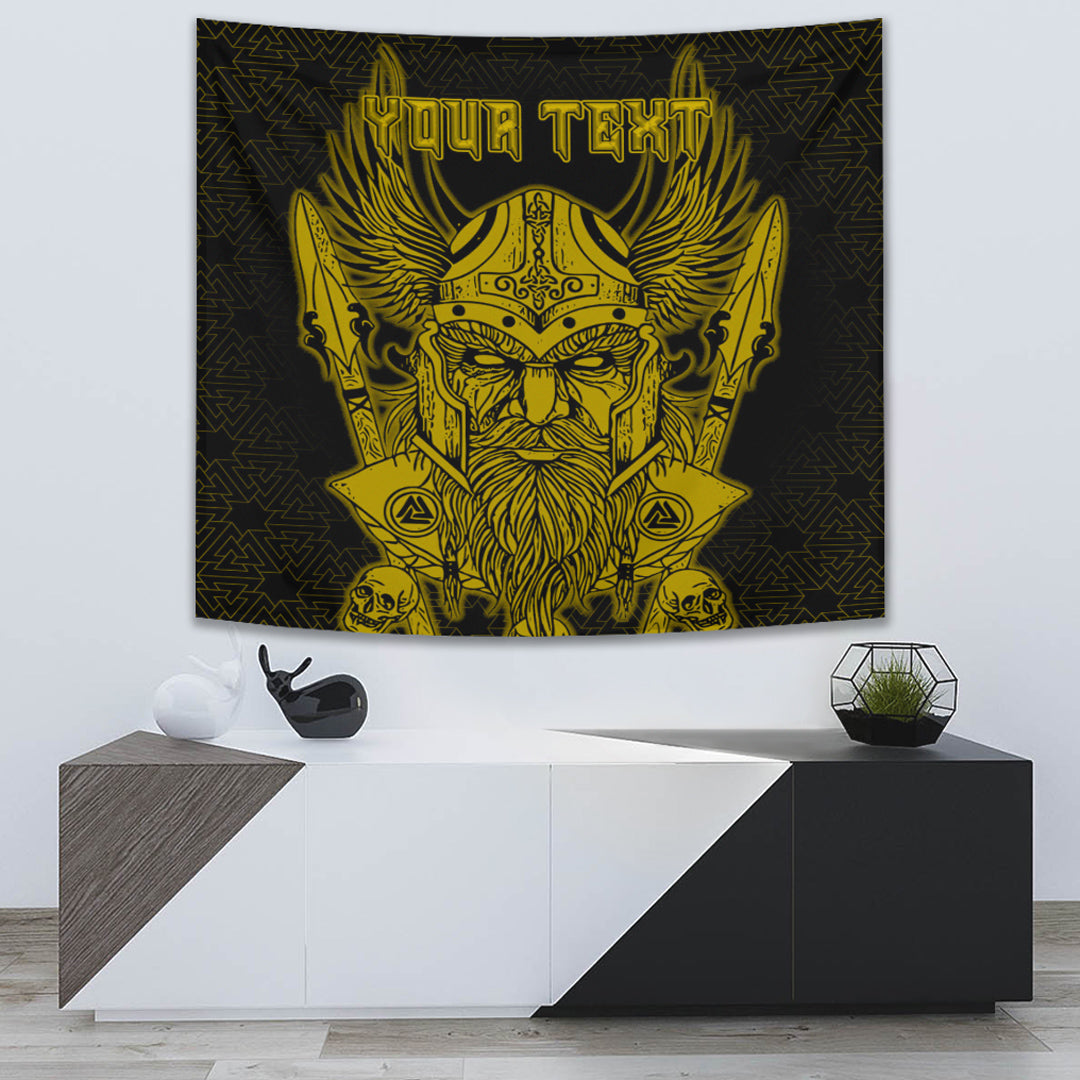 VikingStyle Tapestry Odin And Raven Gold Text Viking Homeset Tapestry ...