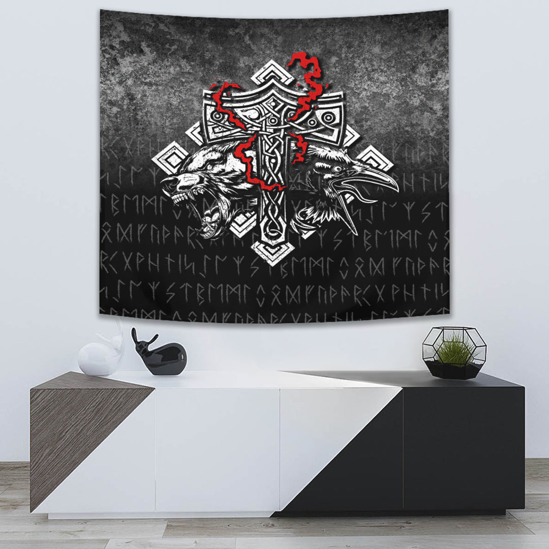 VikingStyle Tapestry Thor Hammer Mjolnir Rune Protection Odin Raven ...