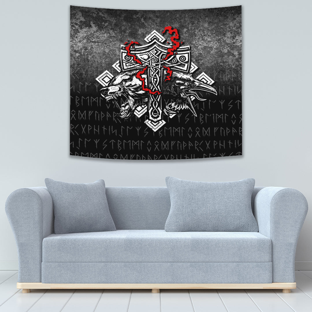VikingStyle Tapestry Thor Hammer Mjolnir Rune Protection Odin Raven ...