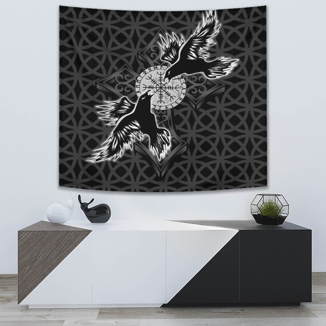 VikingStyle Tapestry Viking Raven Cross Tapestry for Wall Décor - Bluefink