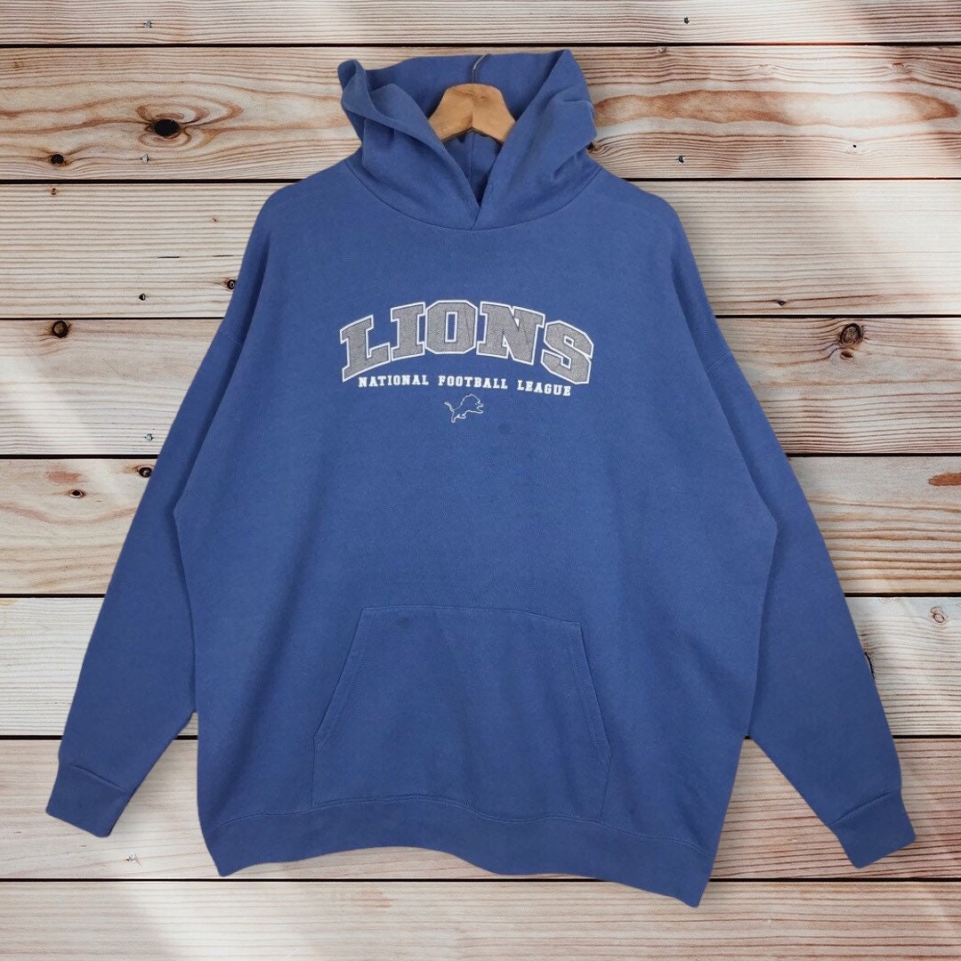 Vintage Style 90’s NFL Detroit Lions Pullover Hoodie Printed Spell Out ...