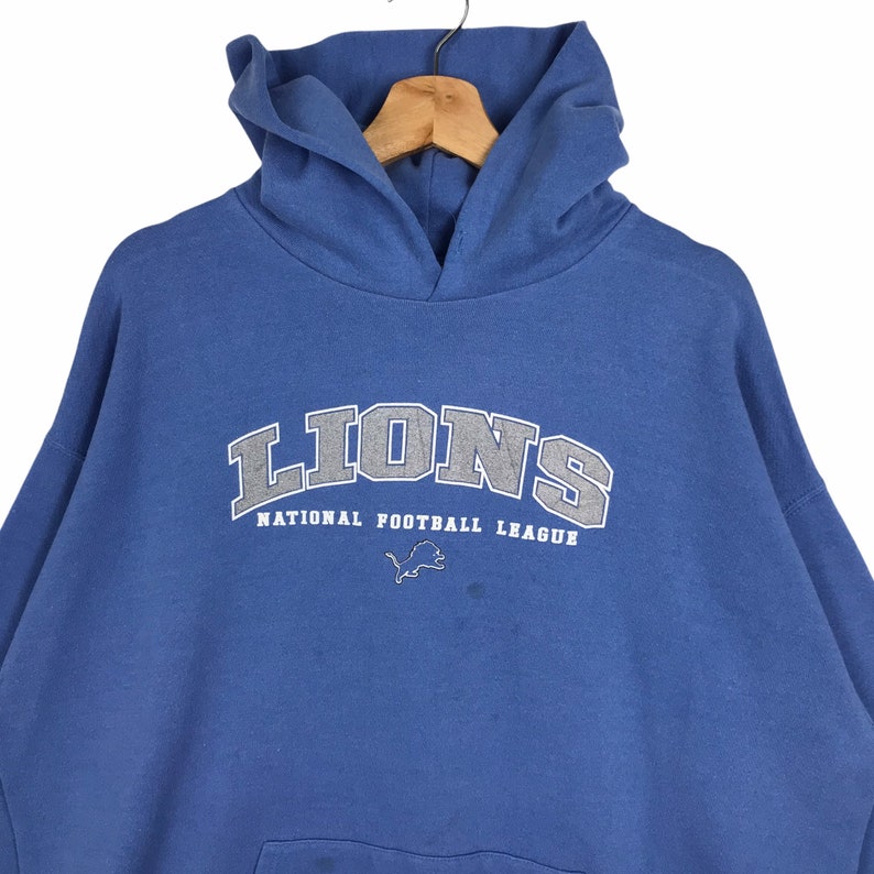 Vintage Style 90’s NFL Detroit Lions Pullover Hoodie Printed Spell Out ...